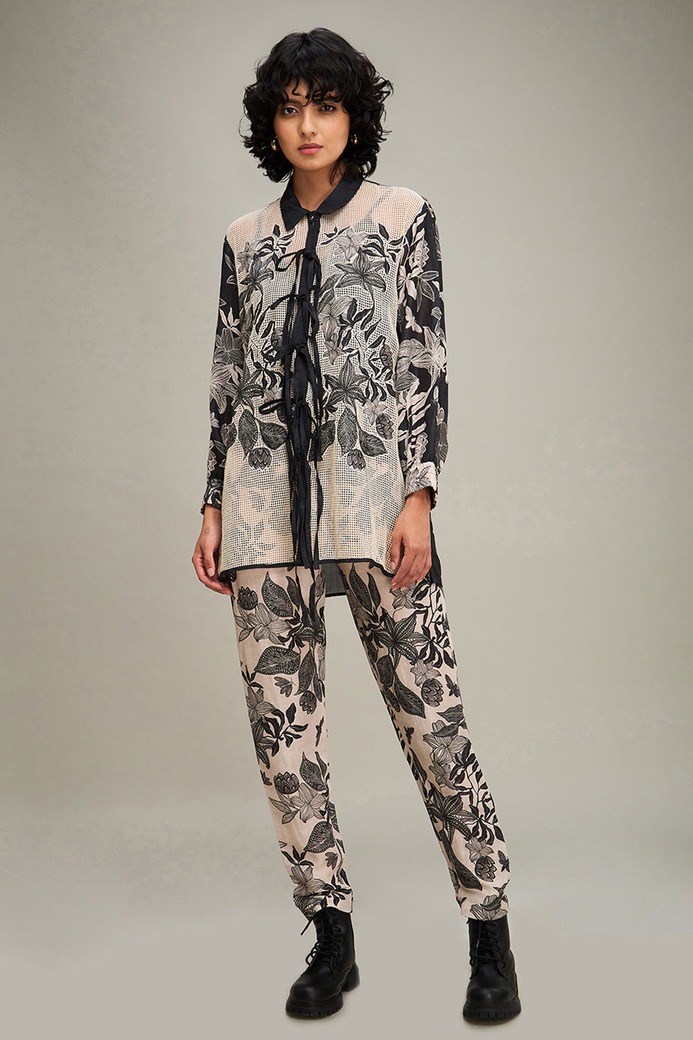 Off White Ahyana Applique Co Ord Set | Sougat Paul