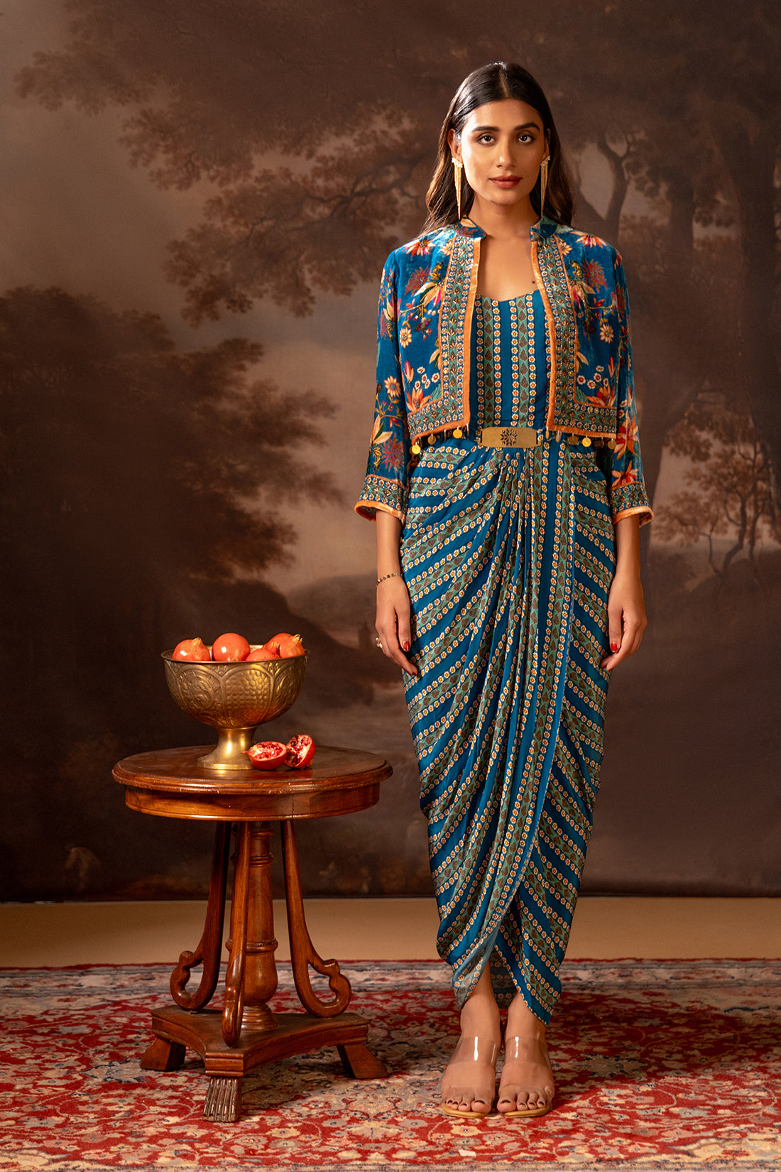 Buy Aarani Embroidered Drape Dress Set Online